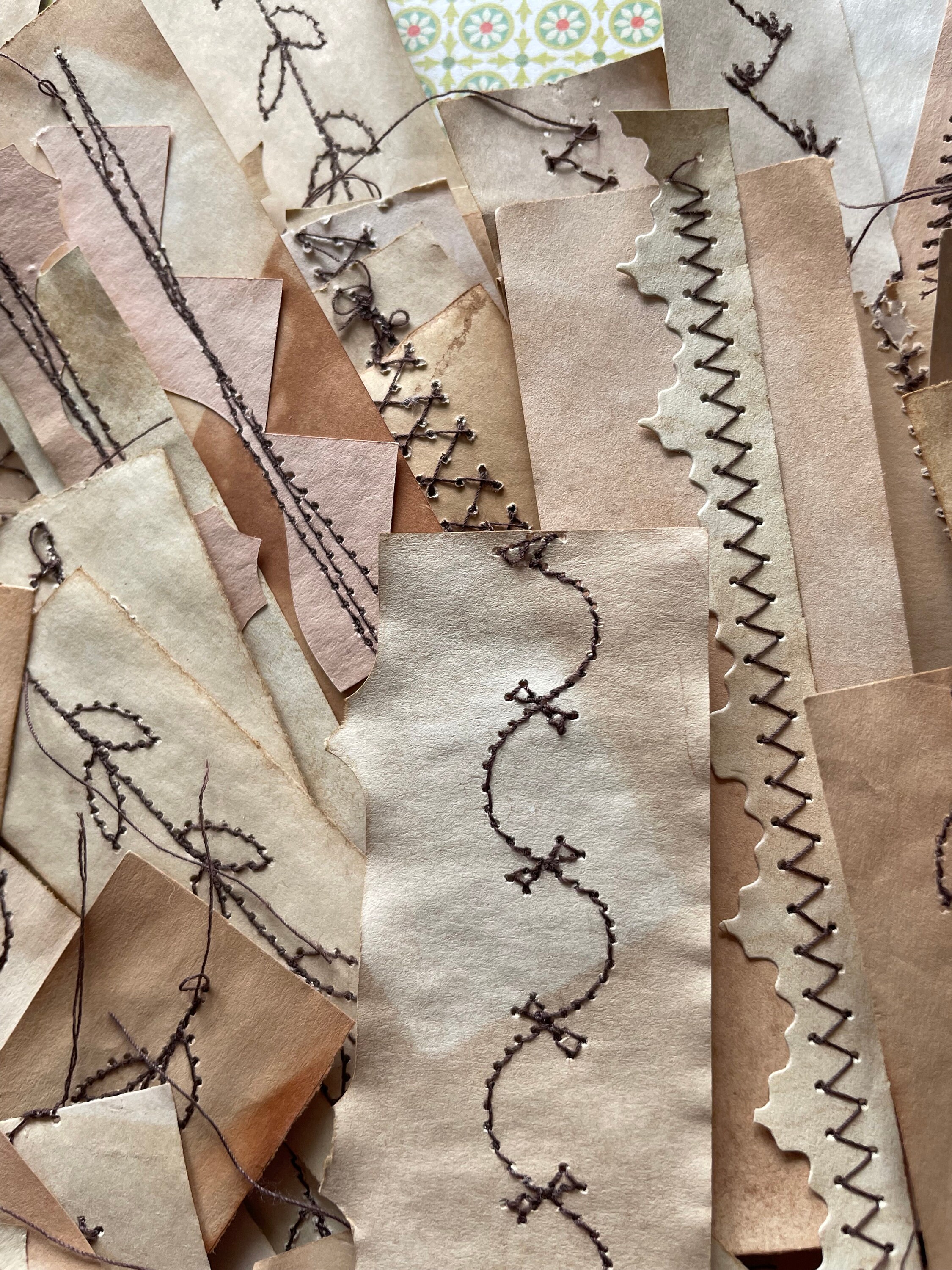 Vintage Style Stitched Paper Strips Ephemera Journaling Scrapbooking ...