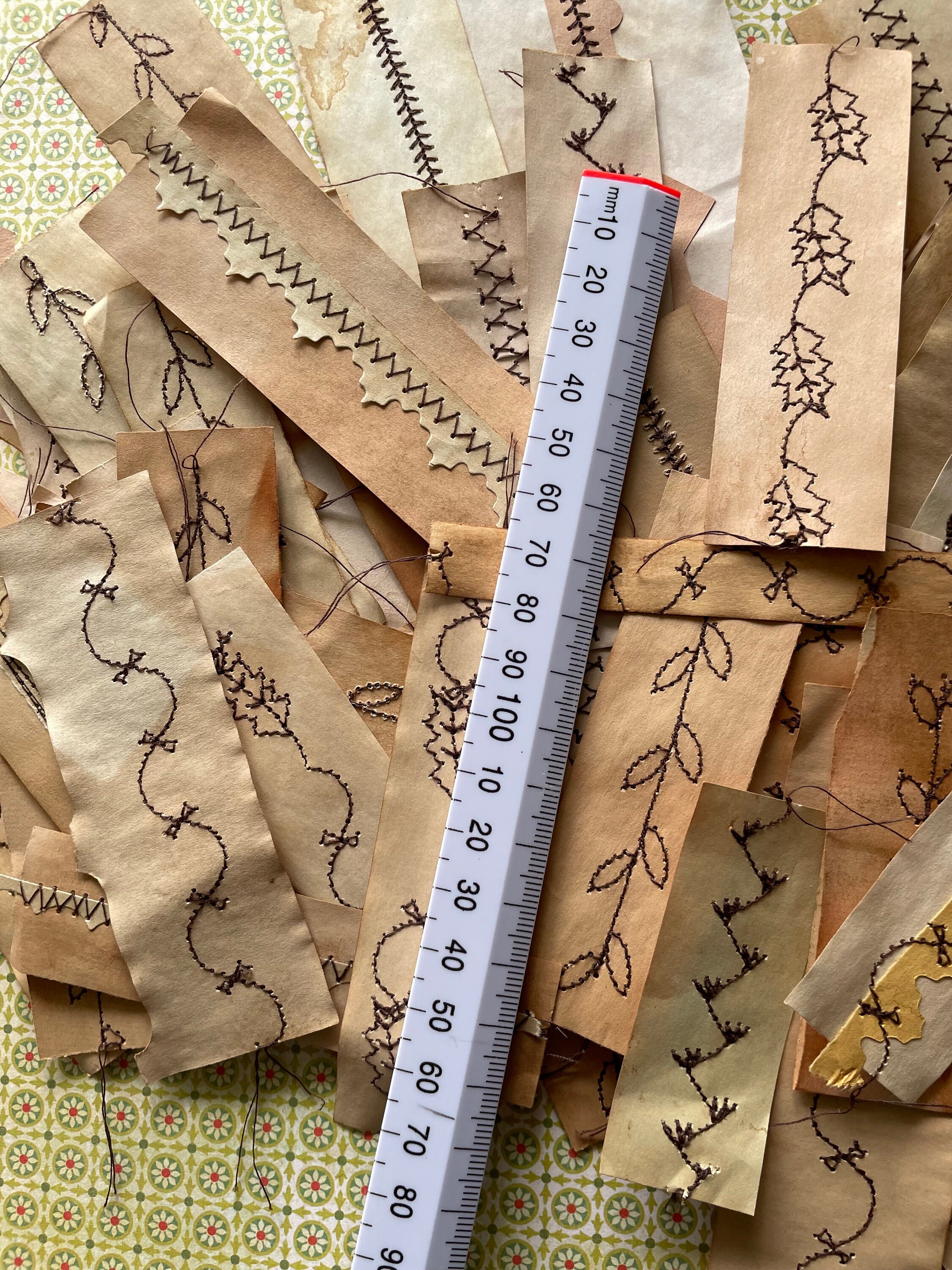 Vintage Style Stitched Paper Strips Ephemera Journaling Scrapbooking ...