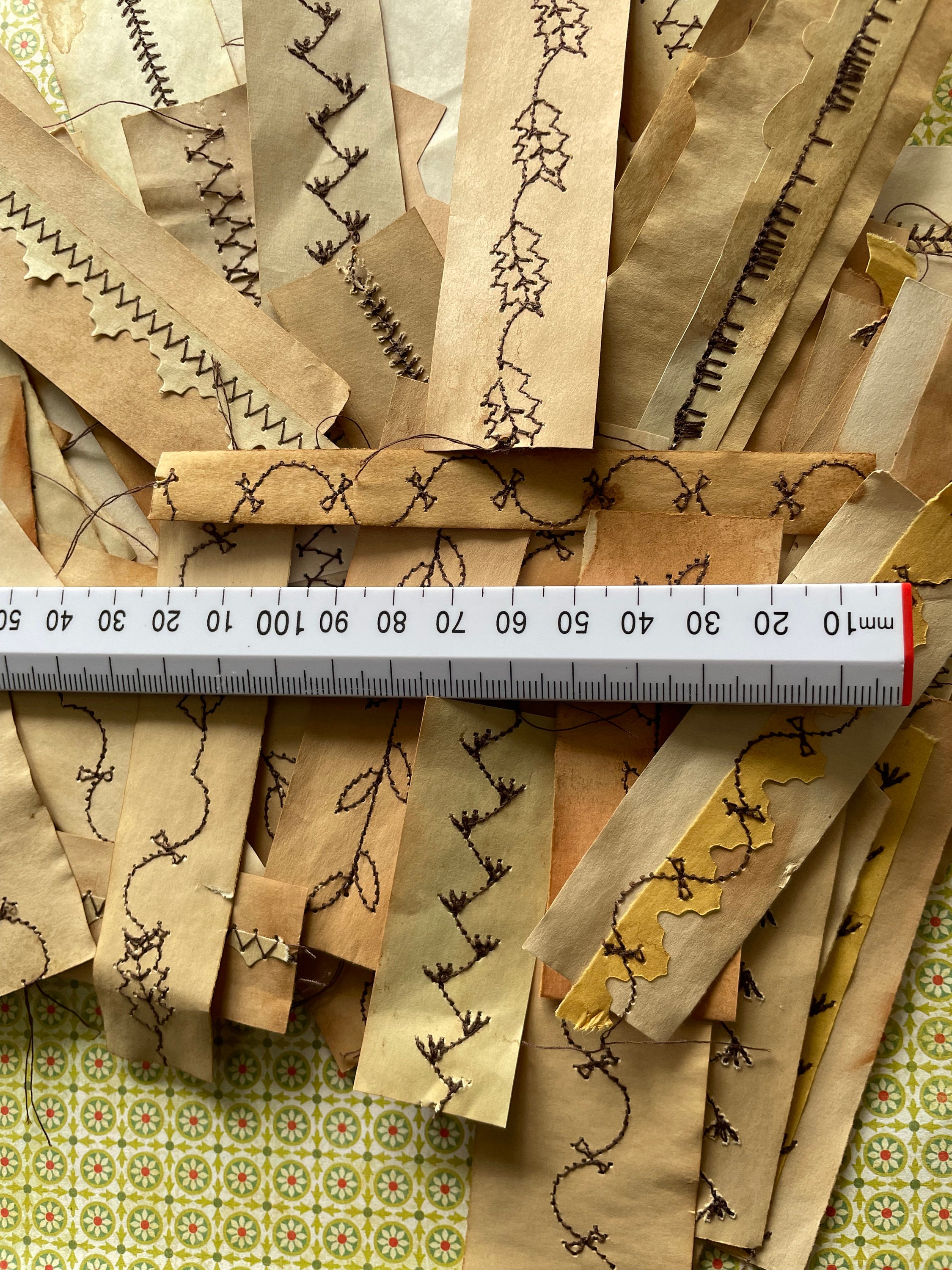 Vintage Style Stitched Paper Strips Ephemera Journaling Scrapbooking ...