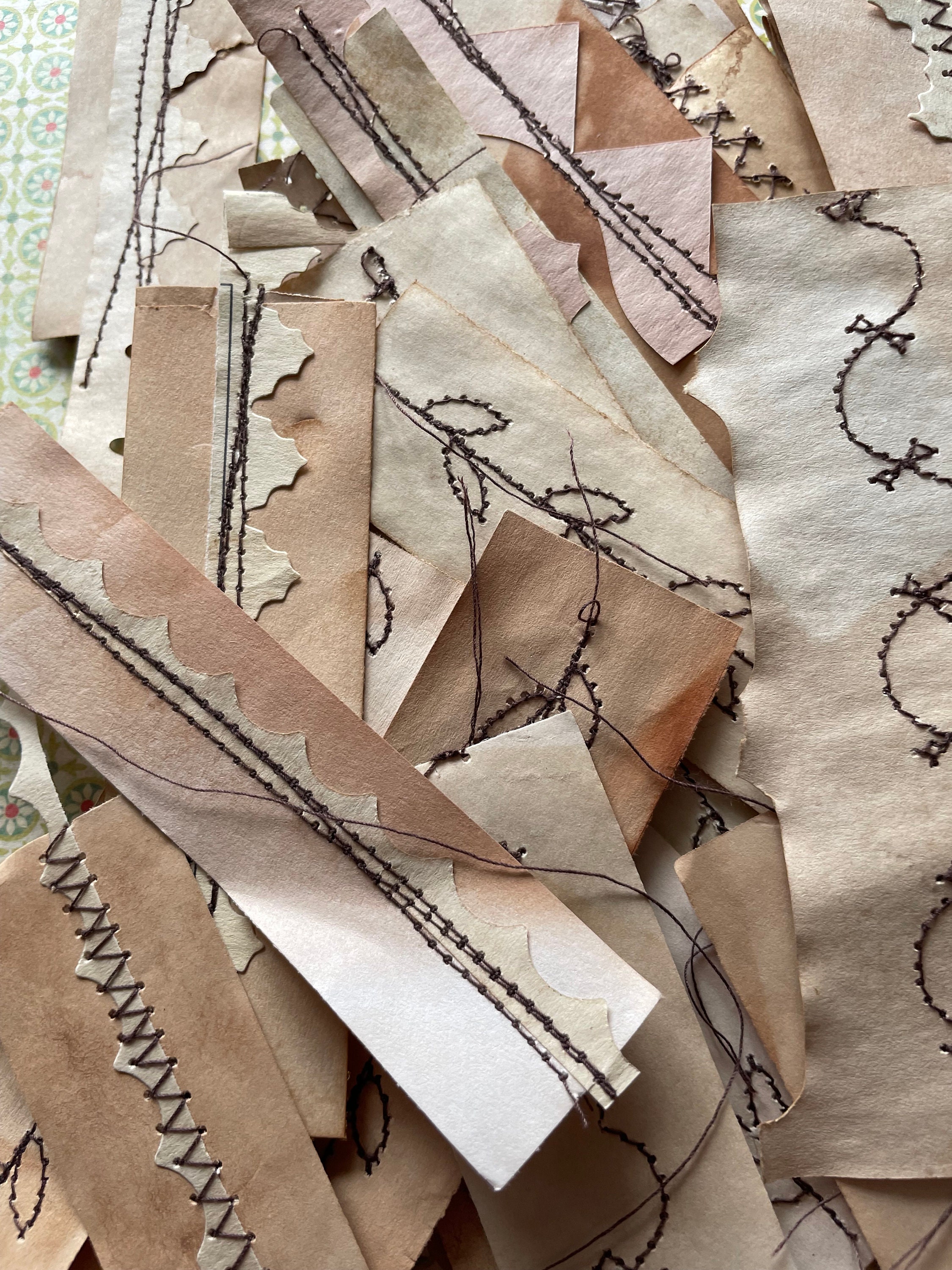 Vintage Style Stitched Paper Strips Ephemera Journaling Scrapbooking ...