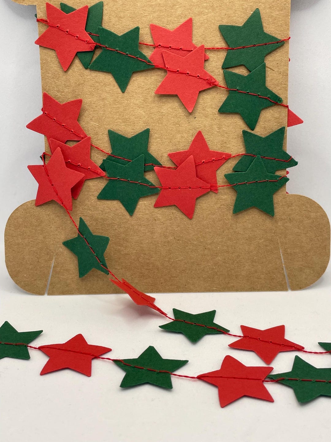 Miniature Stars Christmas Bunting Garland Handmade Trd Green Stars for ...