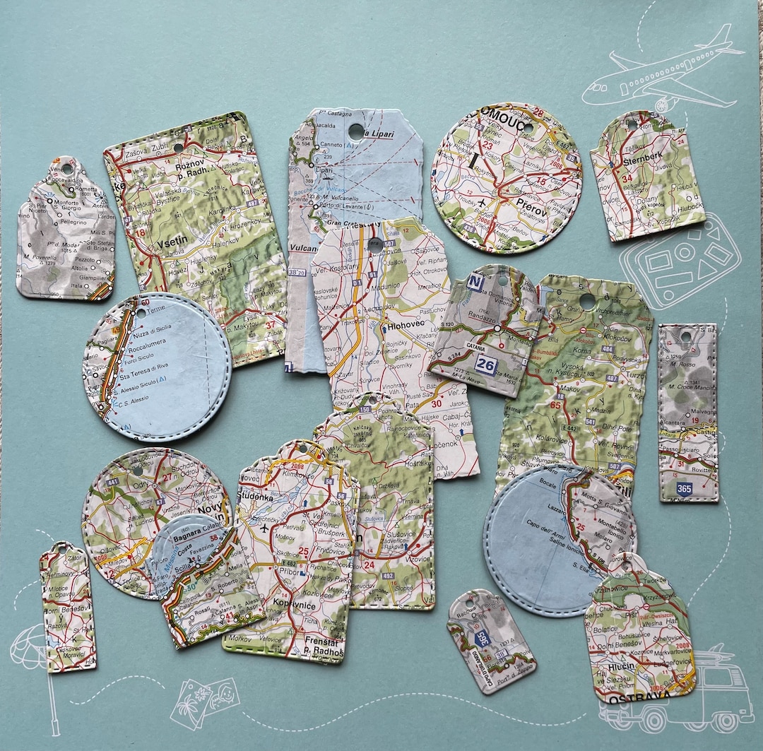 Vintage Map Gift Tags Ephemera Junk Journaling Scrapbooking - Etsy