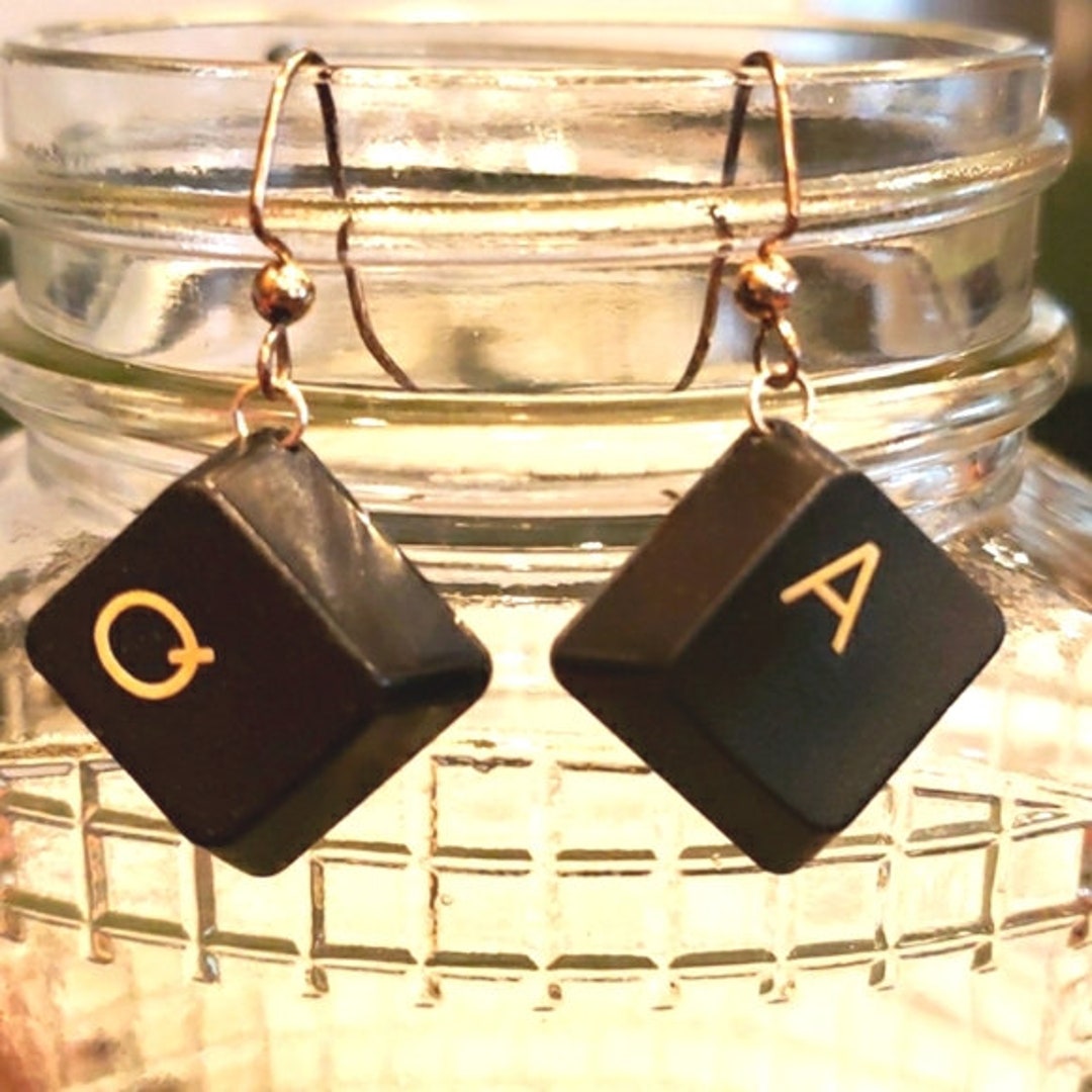 Computer Key Earrings. Letters Q and A - Etsy