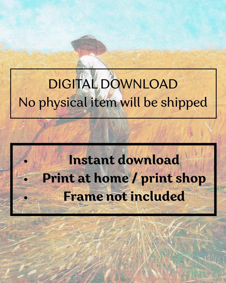 Vintage Wheat Field Oil Painting Printable Wall Art, Rustic Farm ...