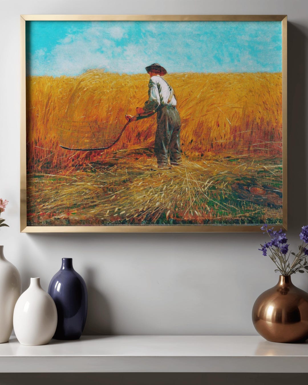 Vintage Wheat Field Oil Painting Printable Wall Art, Rustic Farm ...