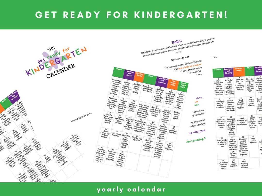 The Get Ready for Kindergarten Calendar, Prepare for Kindergarten ...