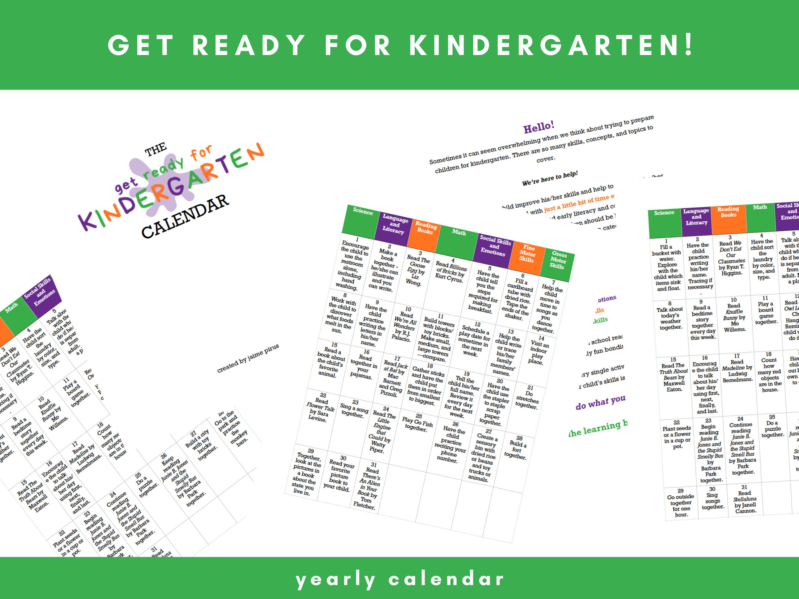 The Get Ready for Kindergarten Calendar, Prepare for Kindergarten ...