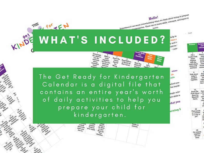 The Get Ready for Kindergarten Calendar, Prepare for Kindergarten ...