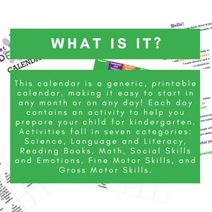 The Get Ready for Kindergarten Calendar, Prepare for Kindergarten ...