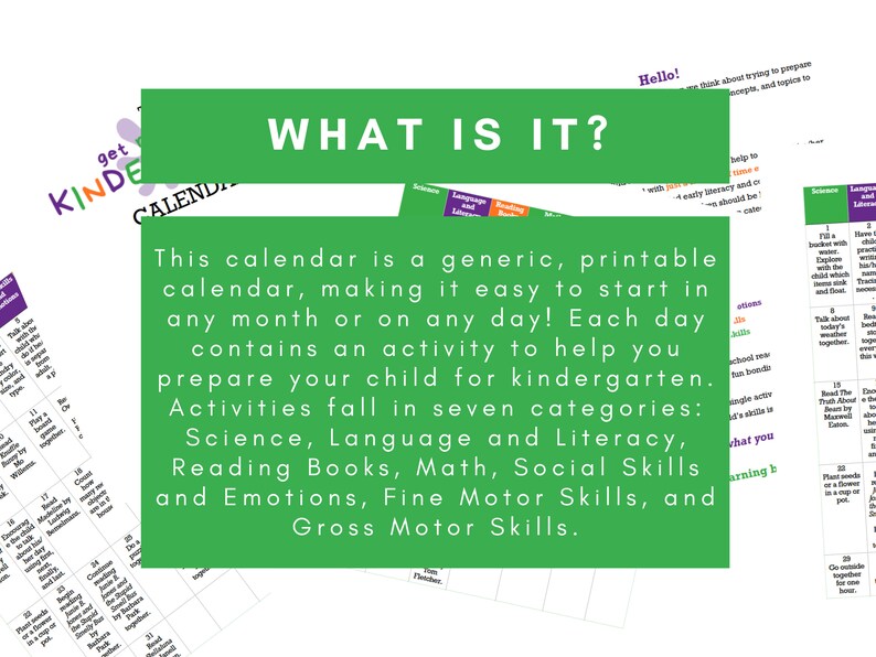 The Get Ready for Kindergarten Calendar, Prepare for Kindergarten ...