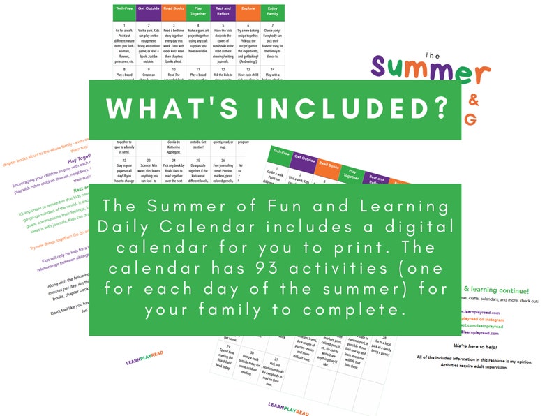 The Summer of Fun and Learning Daily Calendar, Preschool Daily Calendar ...
