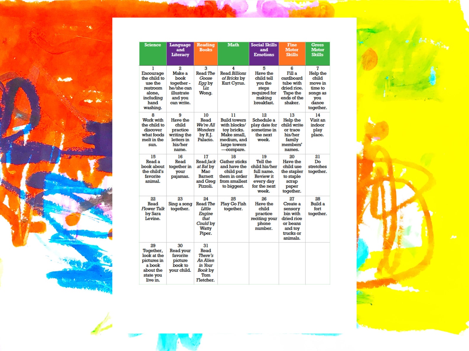 The Get Ready for Kindergarten Calendar, Prepare for Kindergarten ...