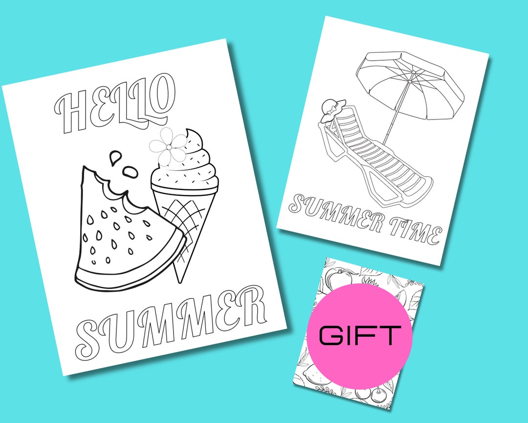 Printable Coloring Sheets Instant Download Hello Summer - Etsy