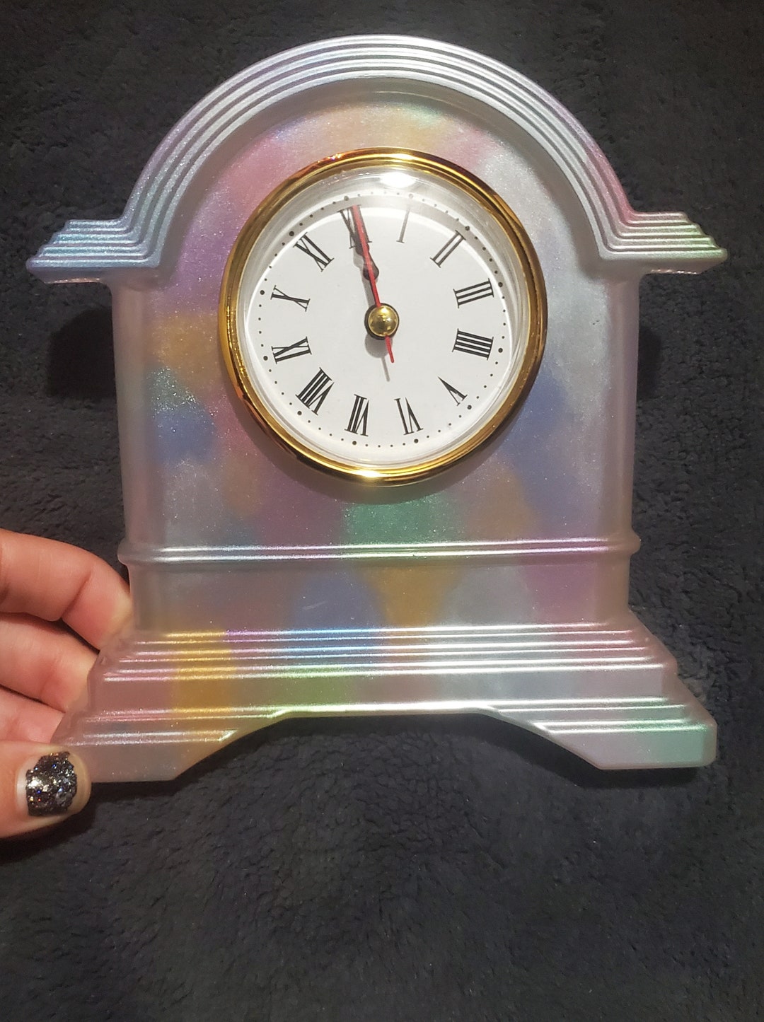 Rainbow Shimmer Desk Clock - Etsy