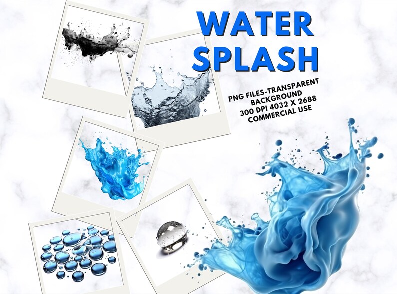 Watercolor Water Splash PNG Clipart Set: Water Droplet Transparent ...