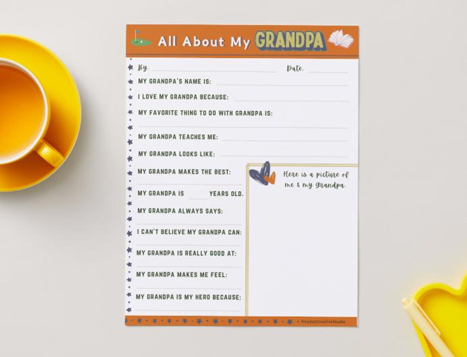 Grandpa Interview Worksheet – Kid Gift, Fill-in-the-blank (digital ...