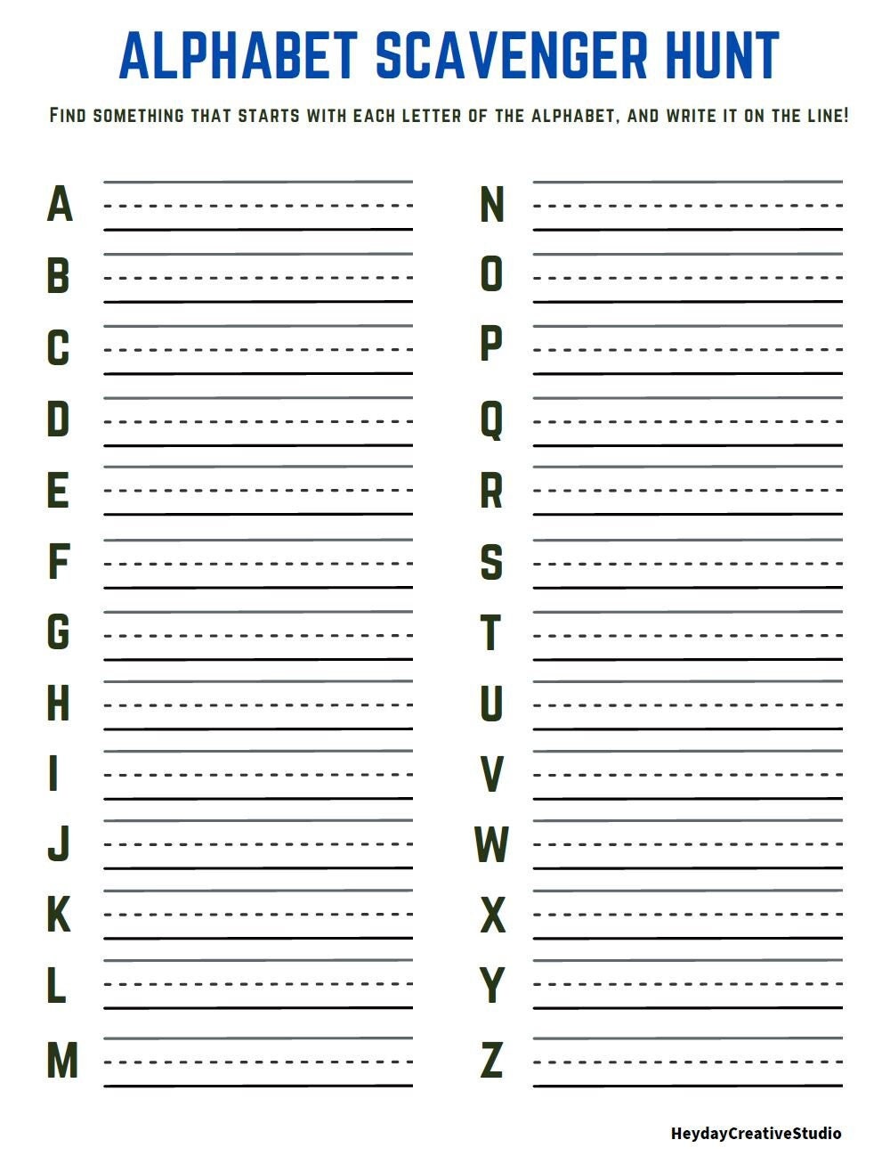 Alphabet Scavenger Hunt Digital Download Printable File - Etsy