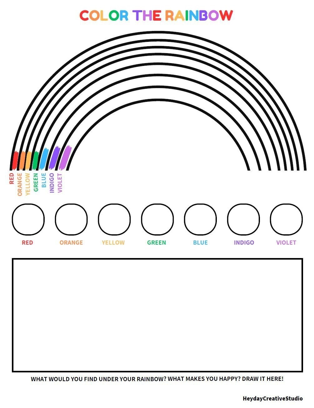 Color the Rainbow Activity for Preschool Kindergarten, Color ...