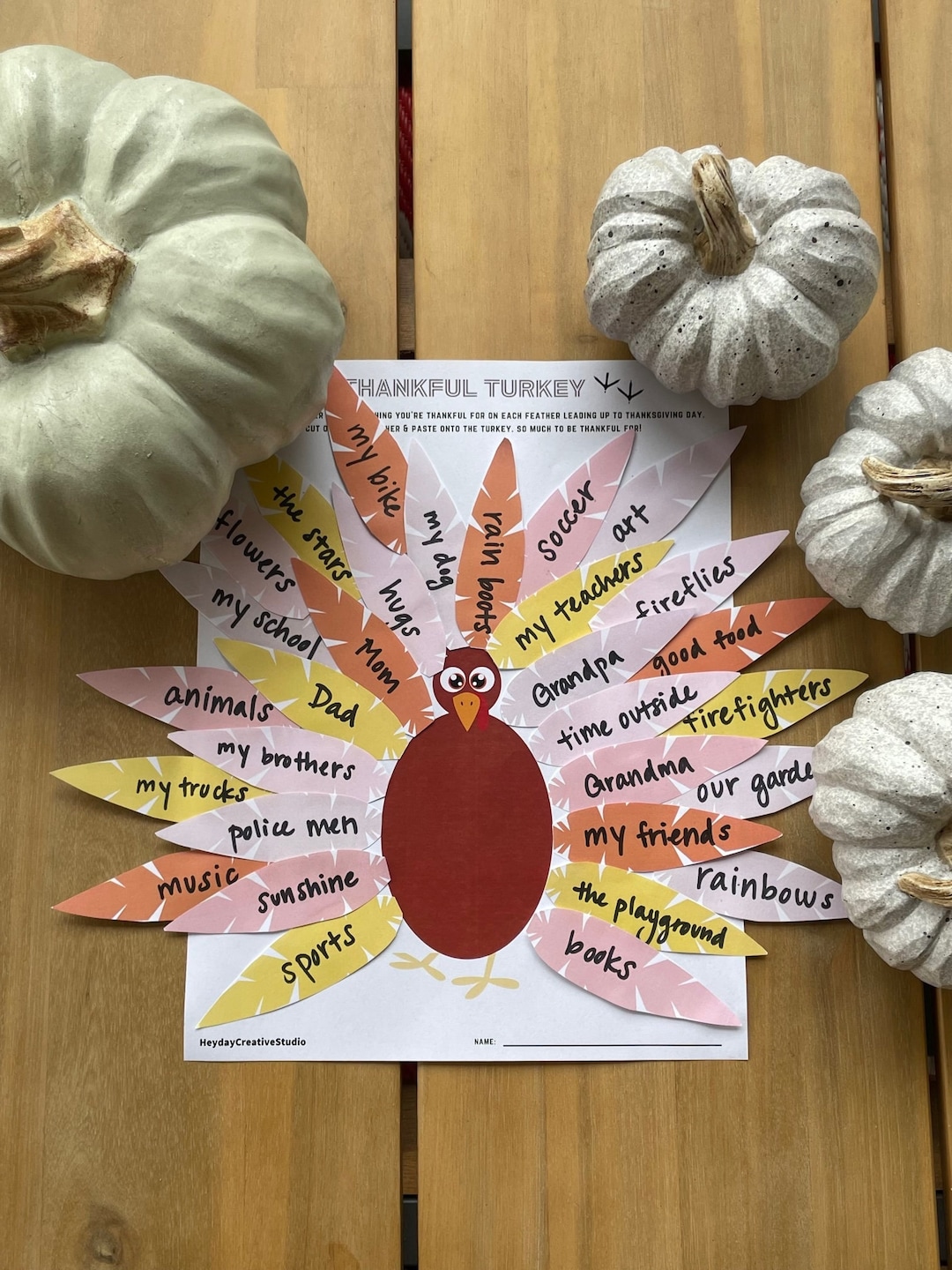 Thankful Turkey Digital Download Printable File Thankfulness Activity ...