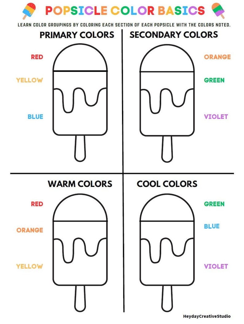 Popsicle Color Basics Digital Download Printable File - Etsy