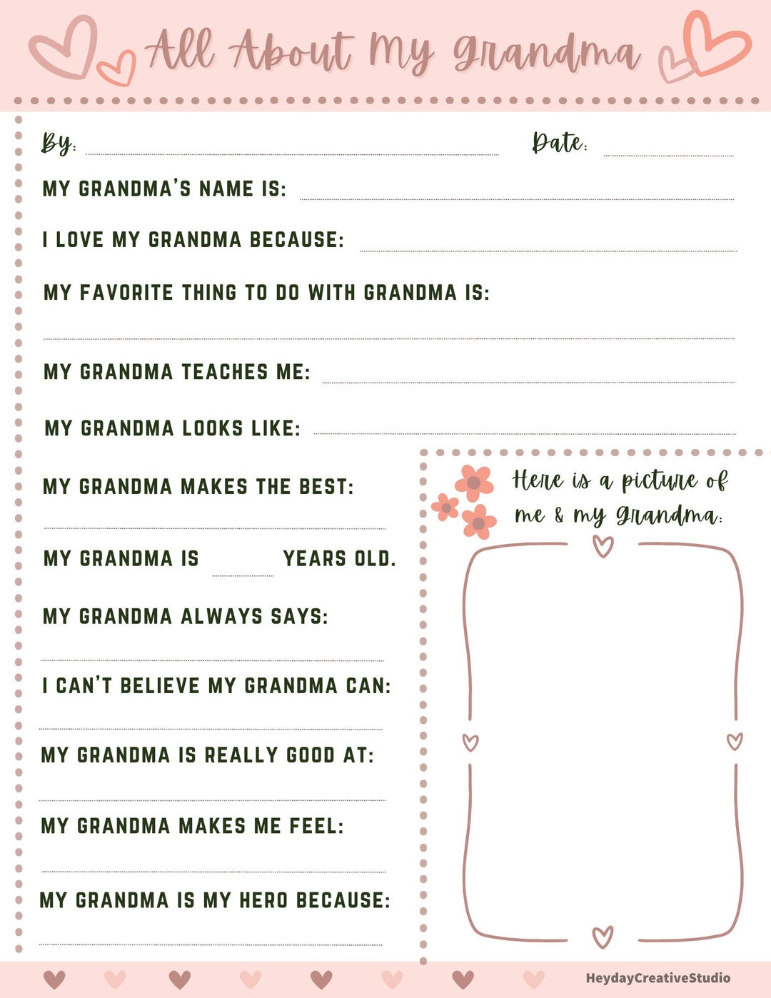 All About My Grandma - Mother's Day, Grandparent's Day, Birthday Gift ...