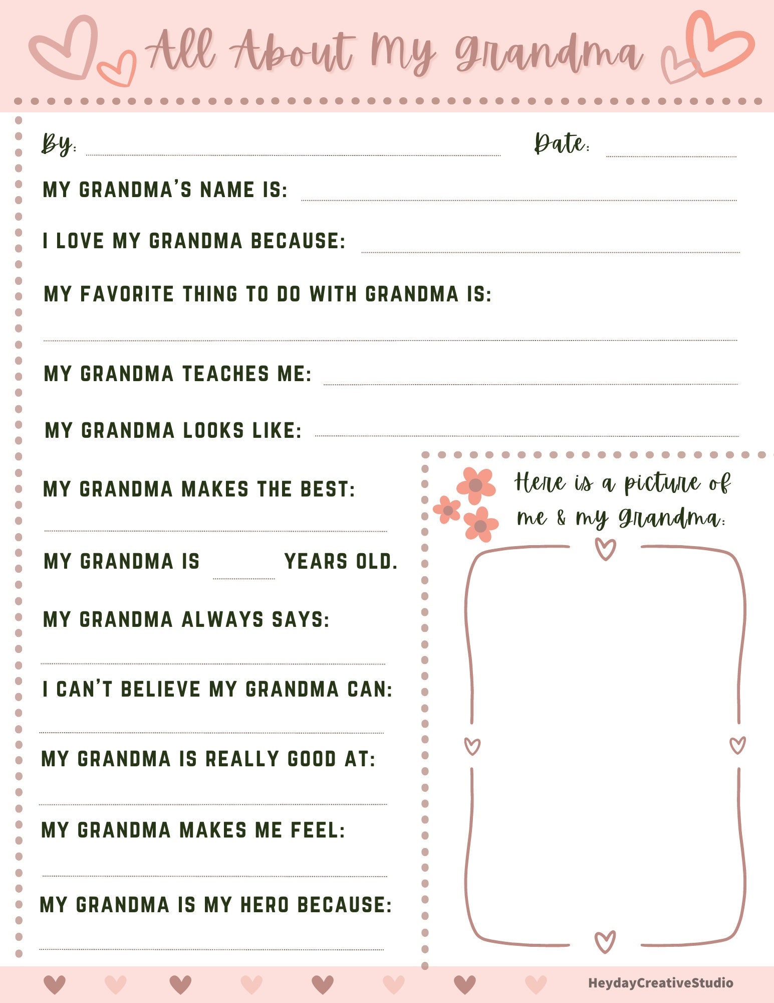 All About My Grandma - Mother's Day, Grandparent's Day, Birthday Gift ...