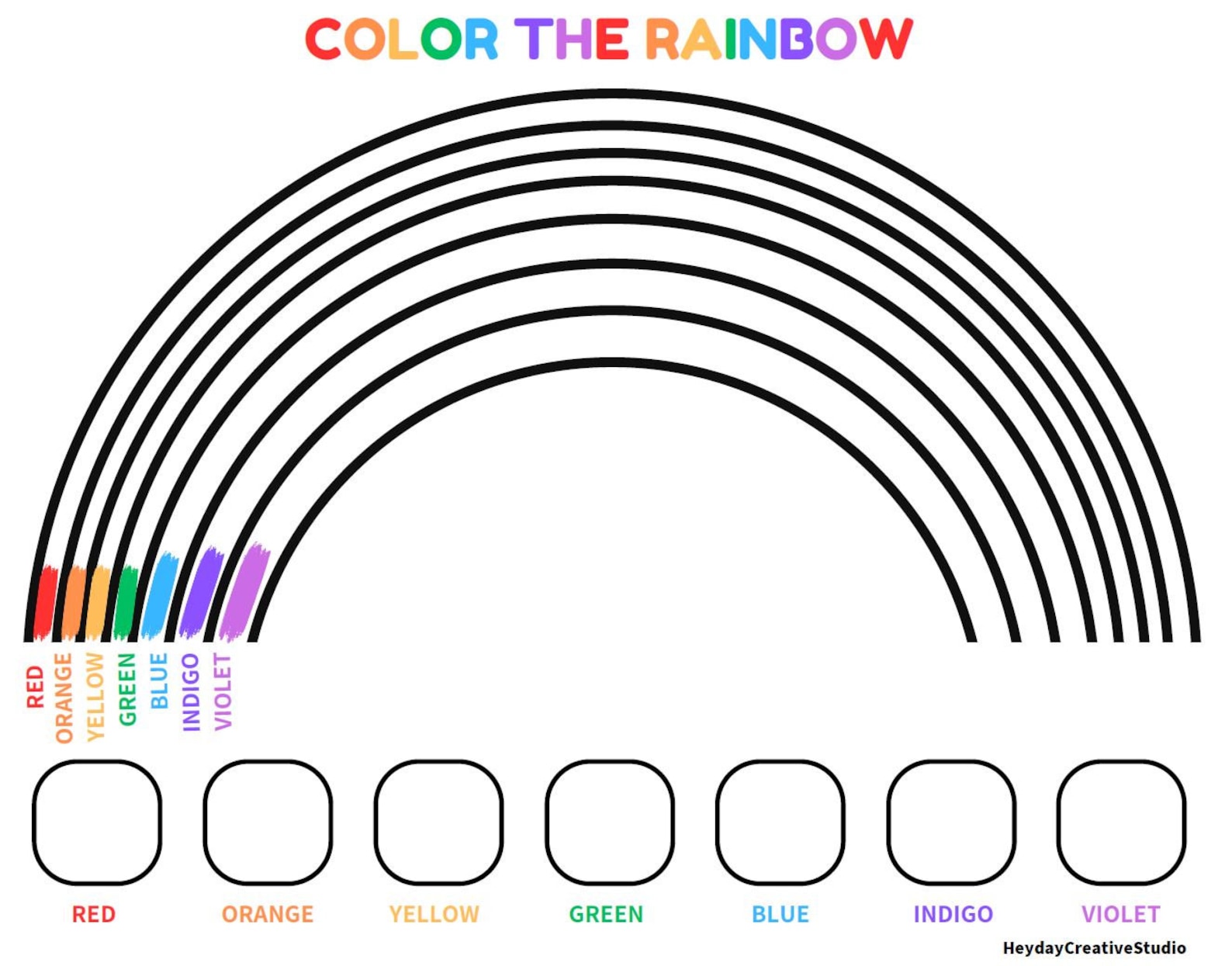 Color the Rainbow Activity for Preschool Kindergarten, Color ...