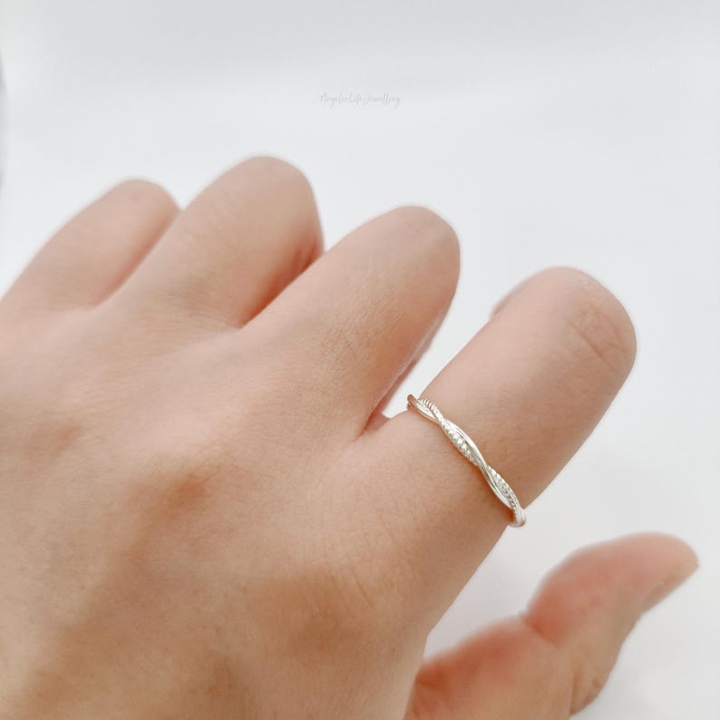 Twist Ring in Sterling Silver, Adjustable Size, Stacking Ring, Delicate ...