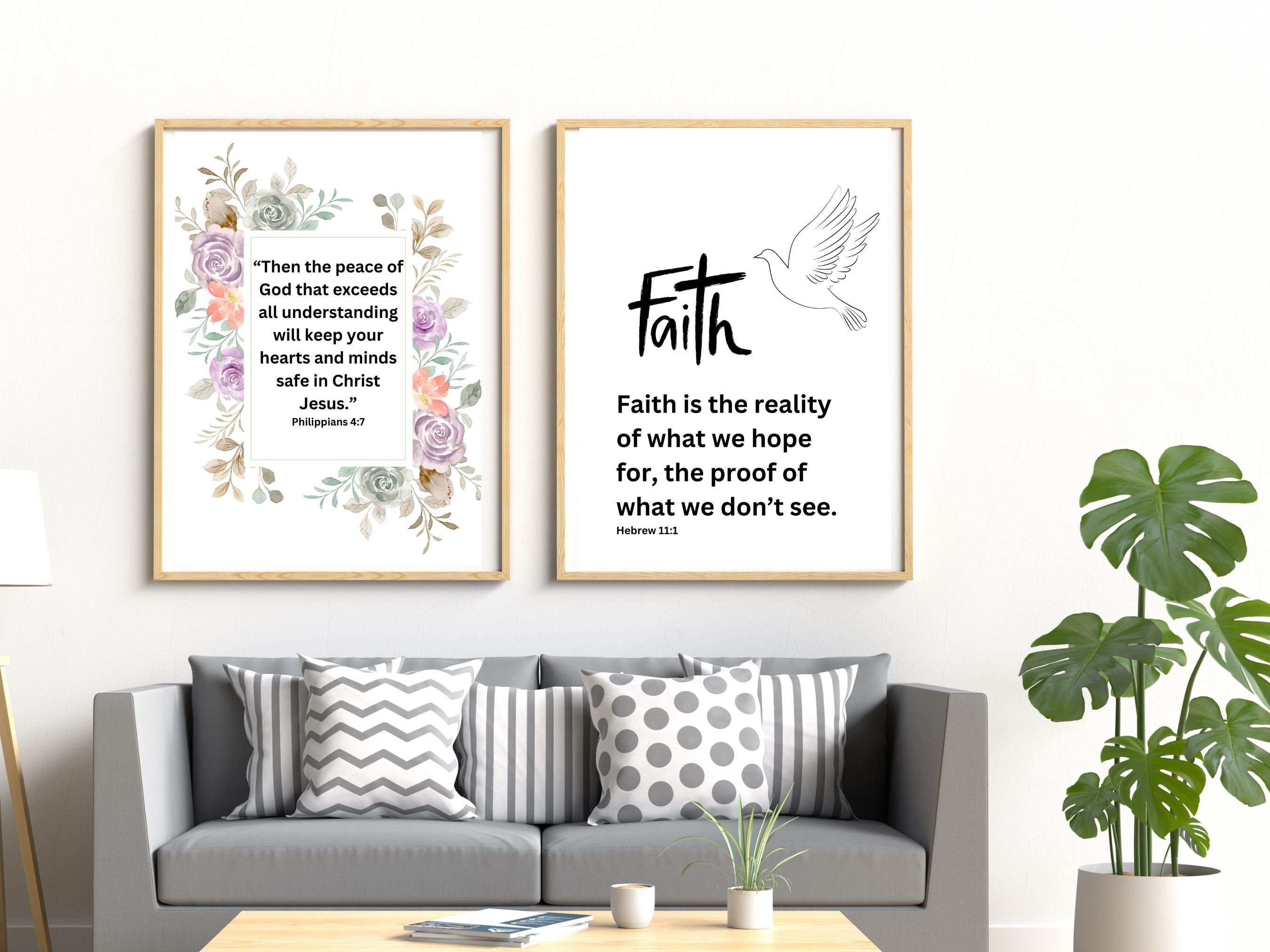 Printable Bible Verse Wall Art Hebrew 11:1 Wall Art Philippians 4'7 ...