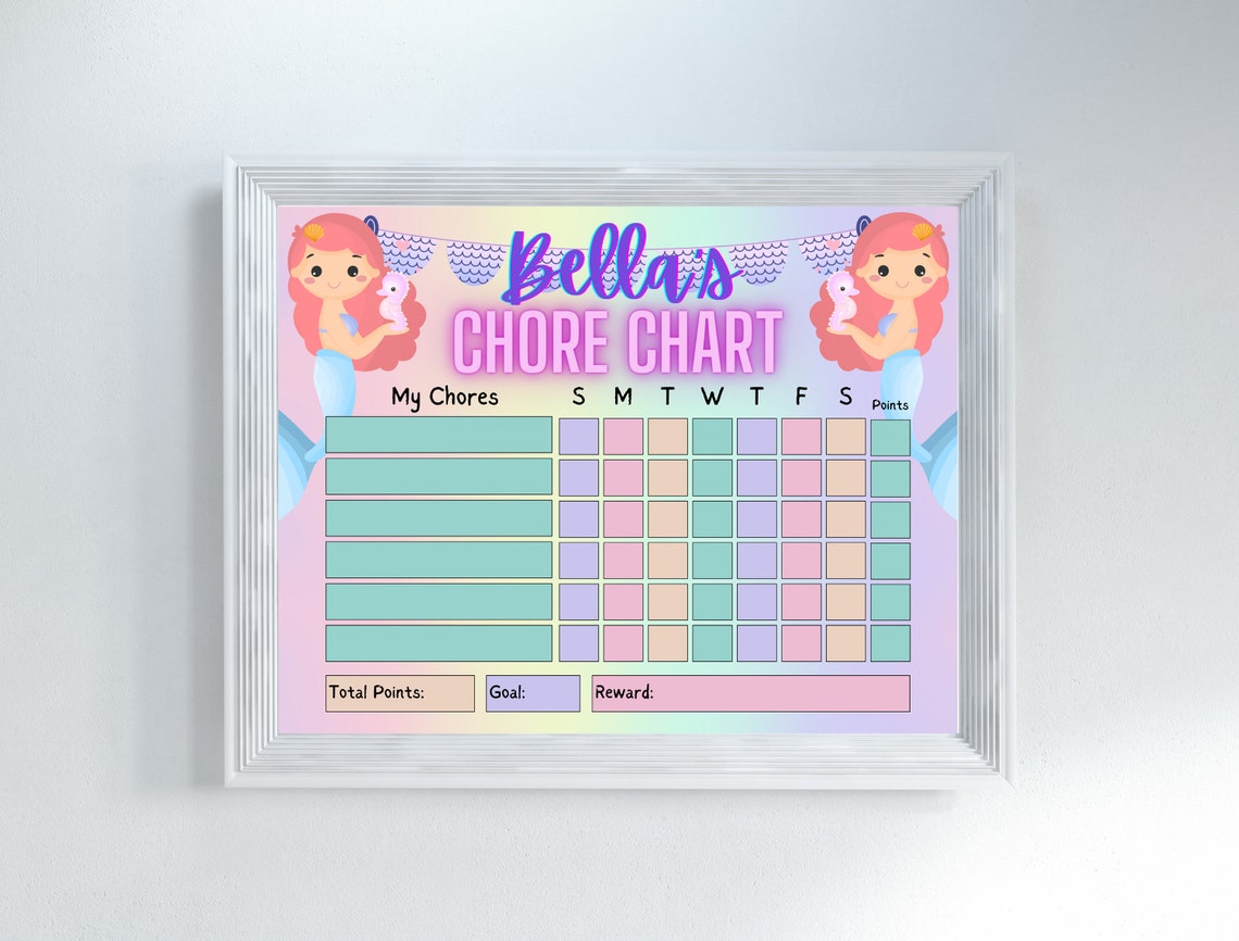 Kids Reward Chart, Mermaid Chore Chart, Toddler Behavior Chart, Kids ...