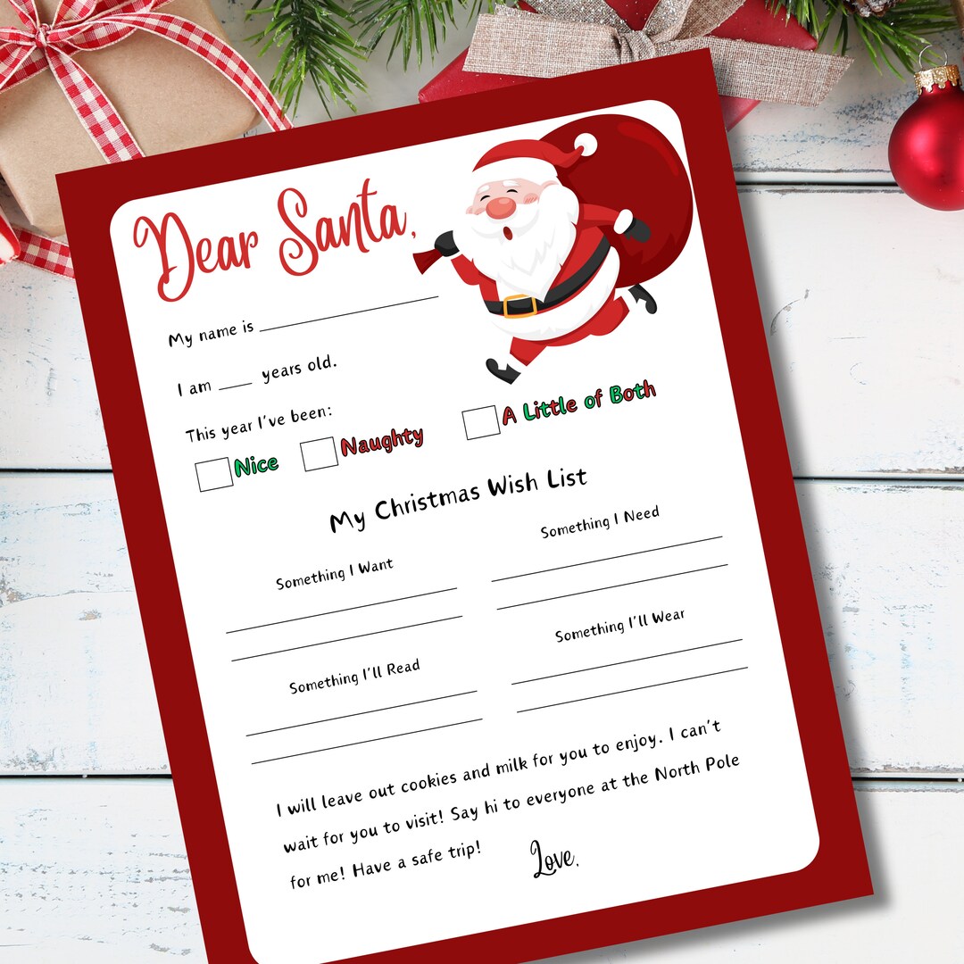 Letter to Santa Printable Kids Letter to Santa Kids - Etsy