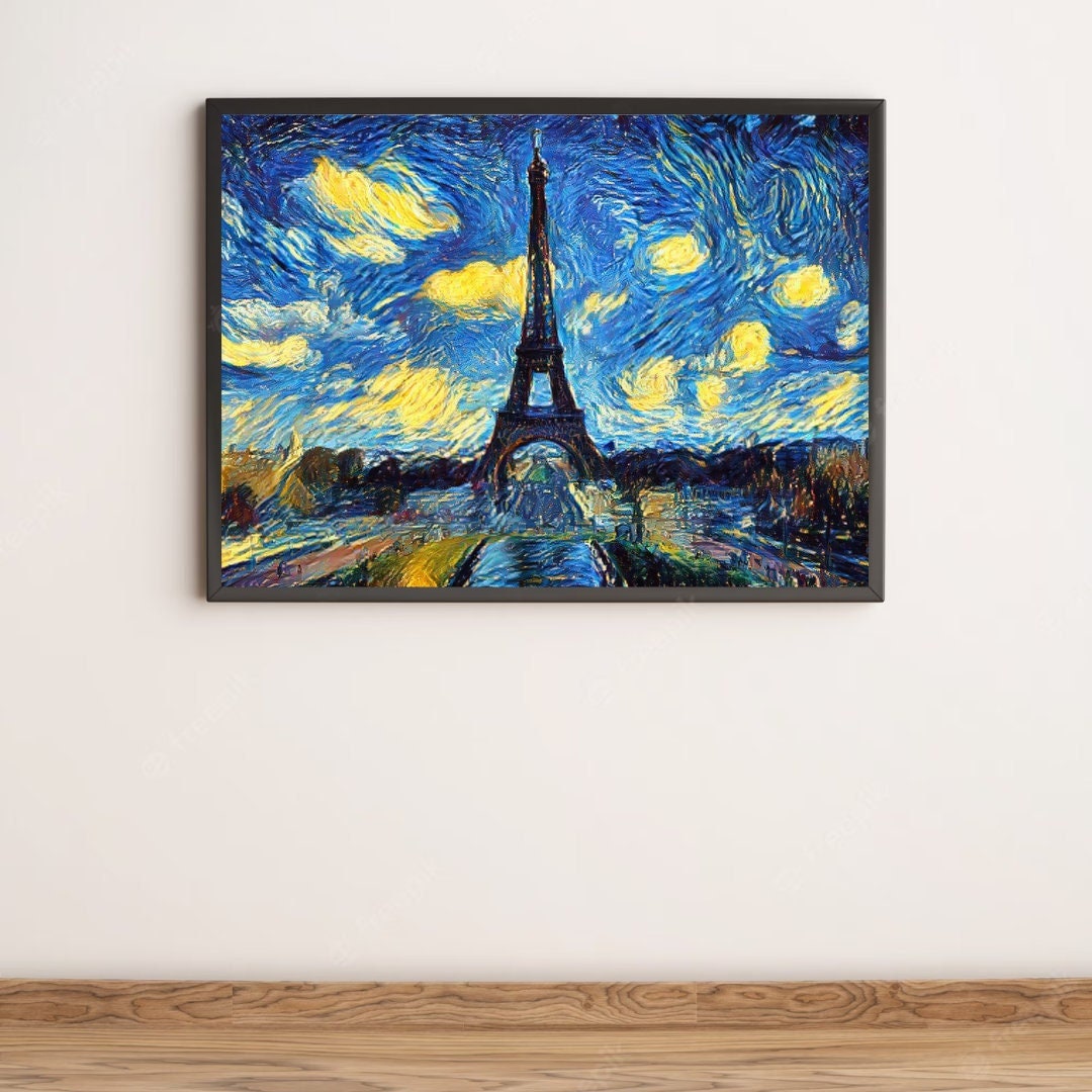 Eiffel Tower Van Gogh's starry Night Poster - Etsy