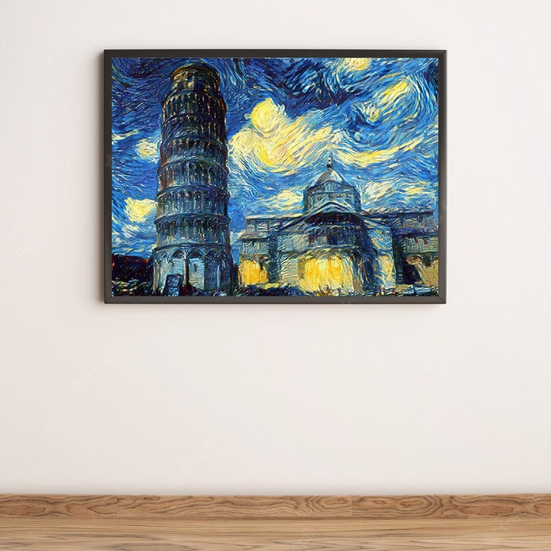 Leaning Tower of Pisa Van Gogh's "starry Night" Poster - Etsy