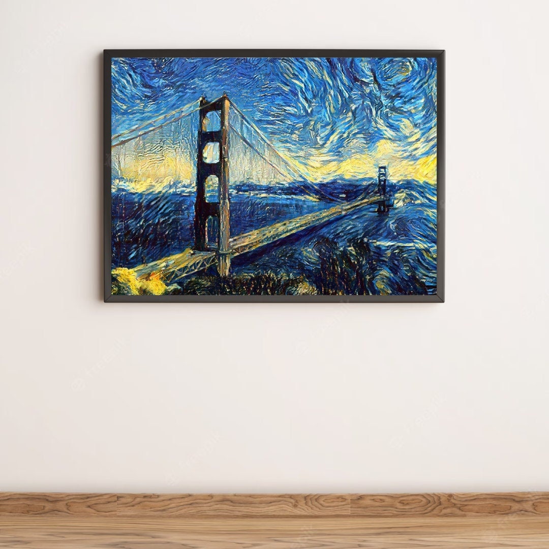 Golden Gate Bridge Van Gogh's starry Night Poster - Etsy