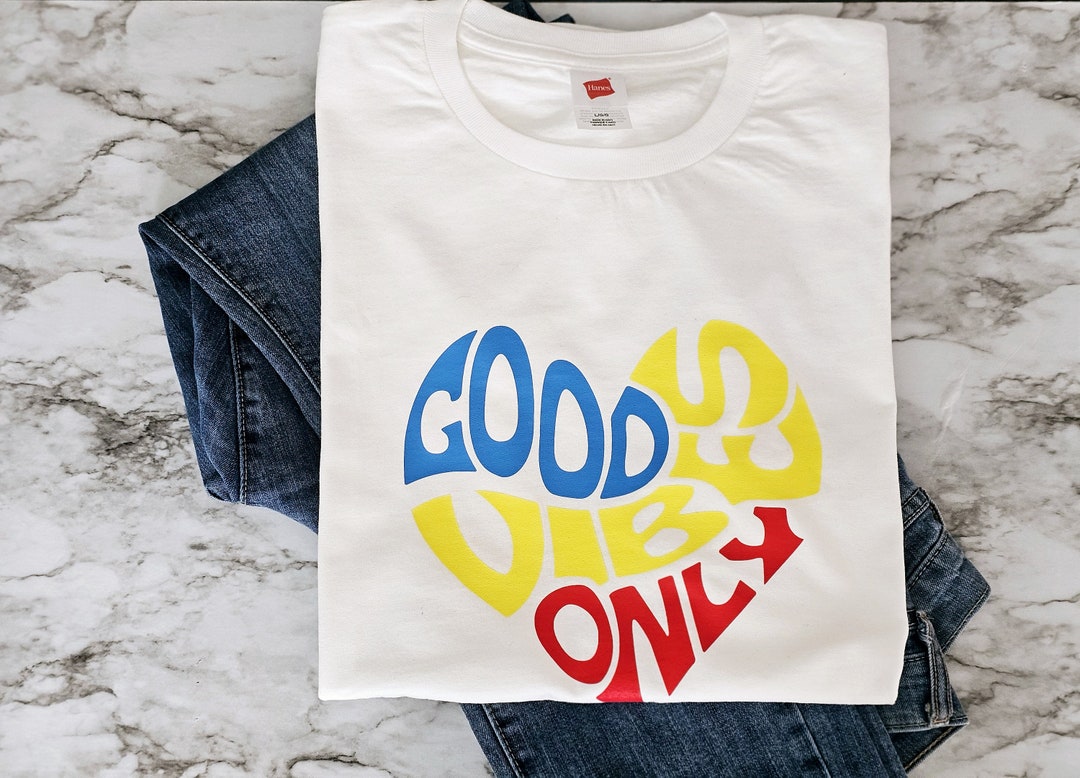 Good Vibes Heart T-shirt: Positive Energy Graphic Tee - Etsy