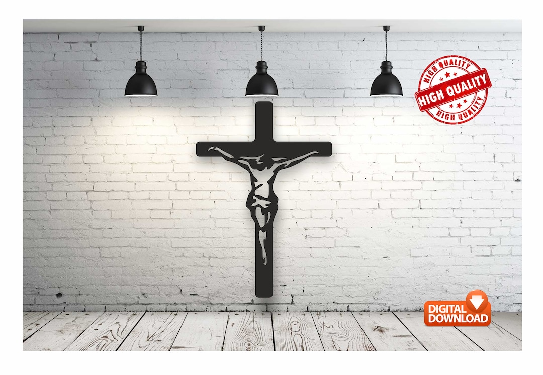 Jesus and Cross Wall Art Decor Vector Drawing File for Laser Cutting ...