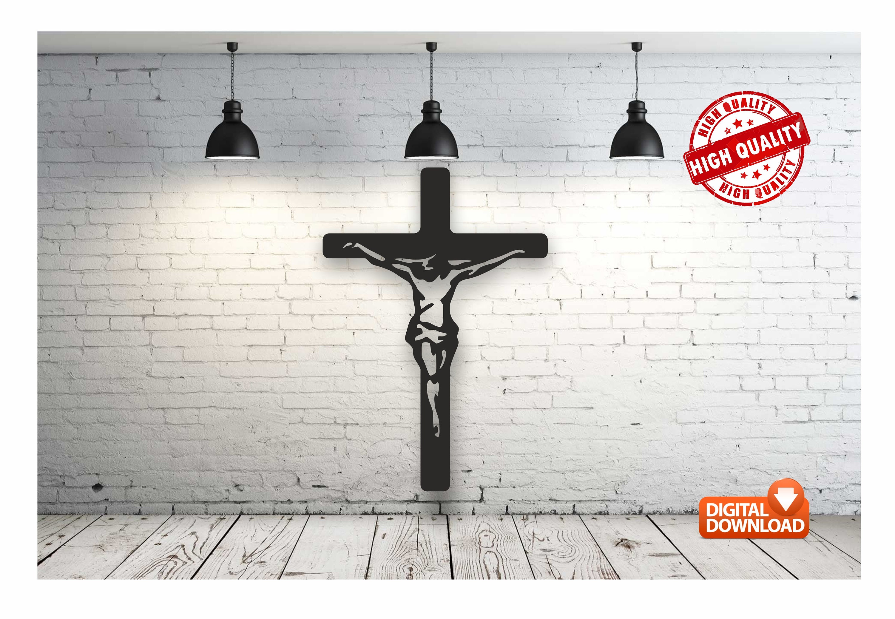 Jesus and Cross Wall Art Decor Vector Drawing File for Laser - Etsy