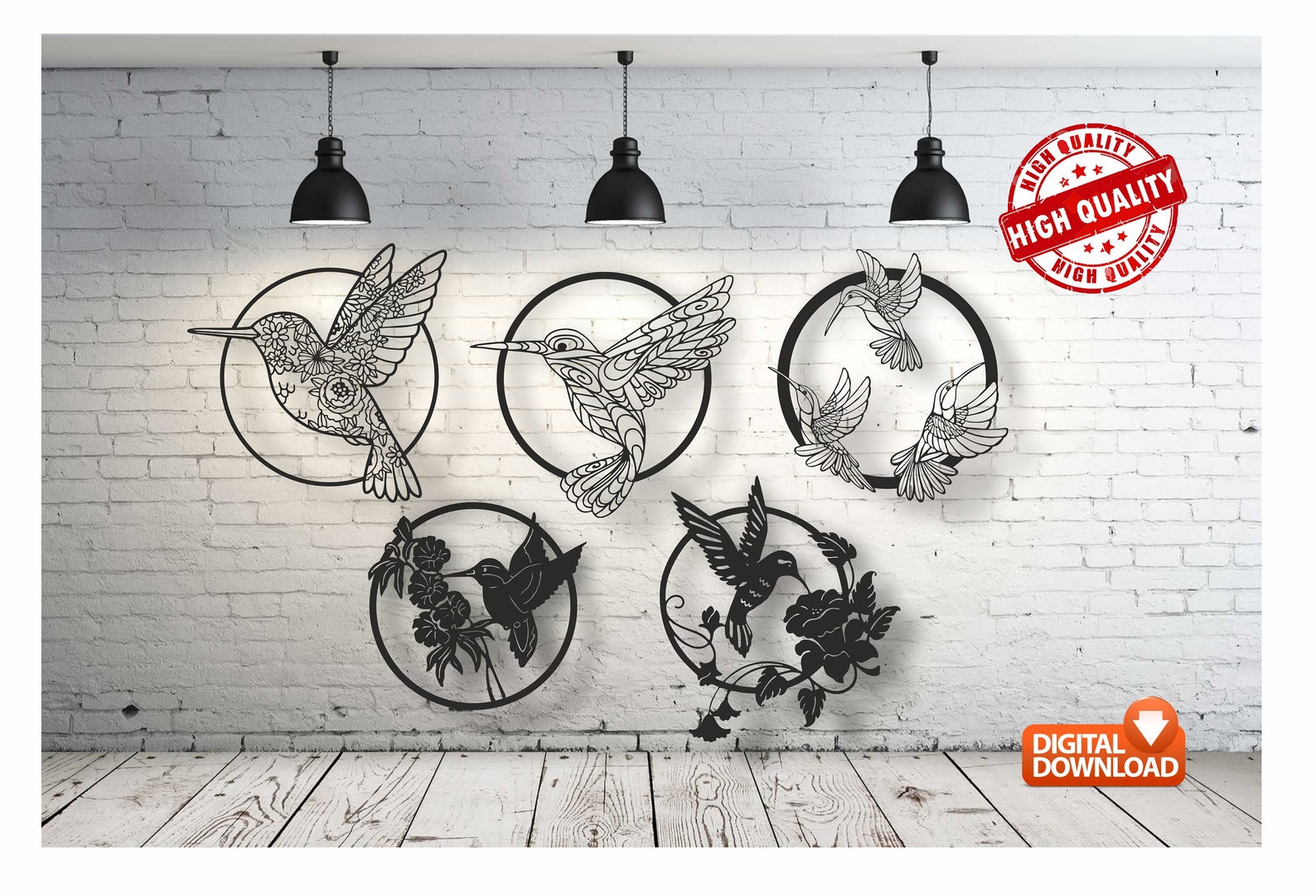 Hummingbird Wall Art Decor Vector File for Laser Cutting , Plasma ...