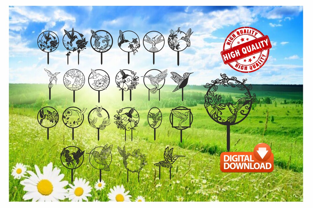 Humming Bird Garden Stakes High Quality Vector Drawing File for Laser ...
