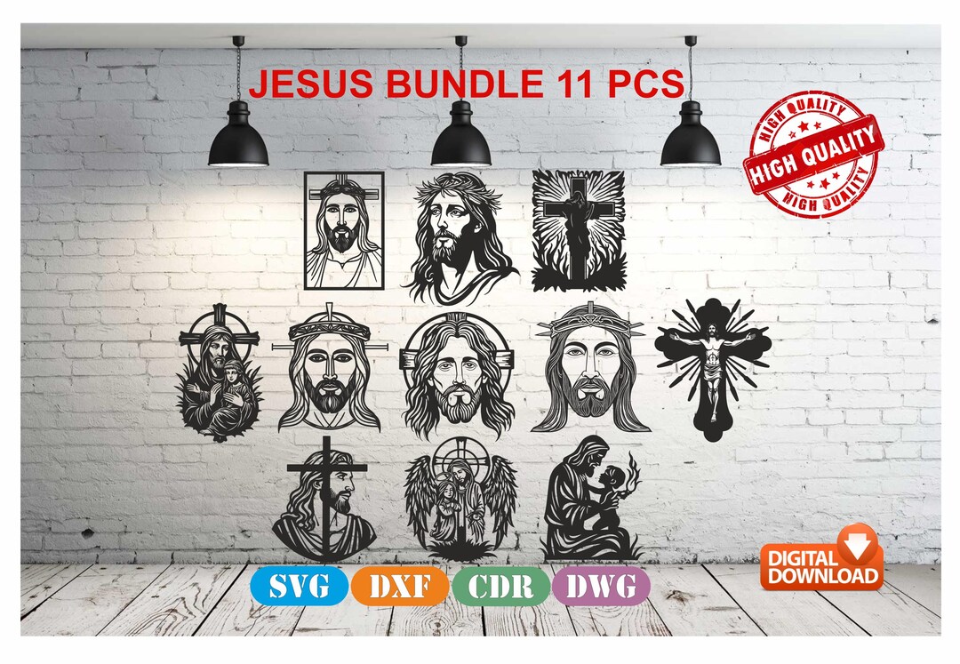 Jesus Bundle Wall Art Decor Vector File for Laser Cutting , Plasma ...