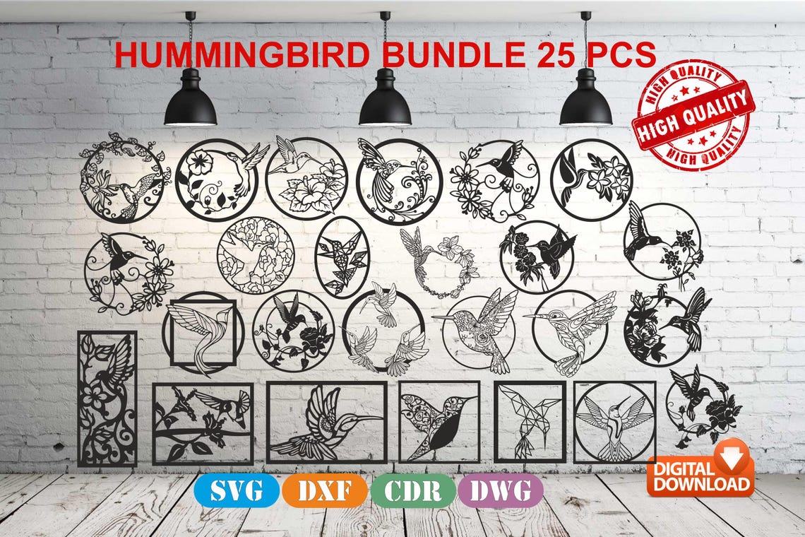 Hummingbird Wall Art Decor Vector File for Laser Cutting , Plasma ...