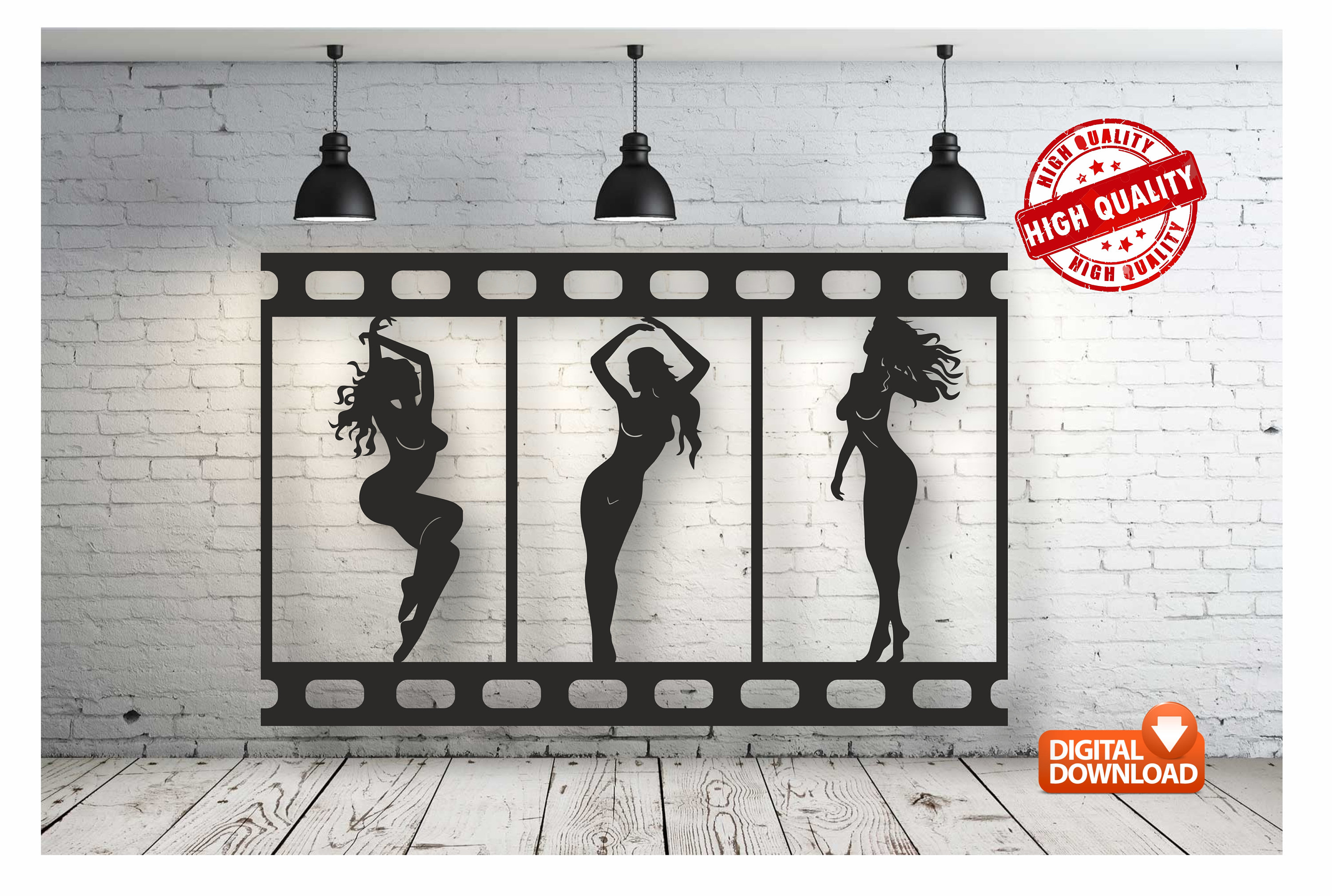 Sexy Women Wall Art Decor Vector Drawing File for Laser Cutting ...
