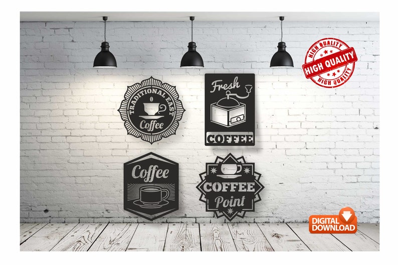 Coffee Shop Wall Decor Bundle Vector Drawing File for Laser - Etsy