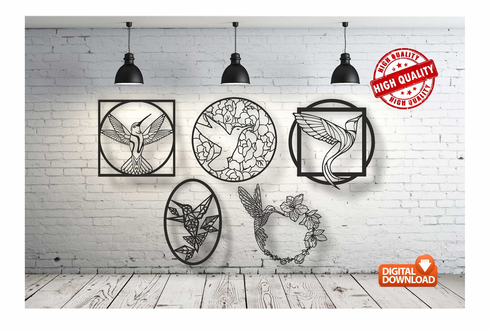 Hummingbird Wall Art Decor Vector File for Laser Cutting , Plasma ...