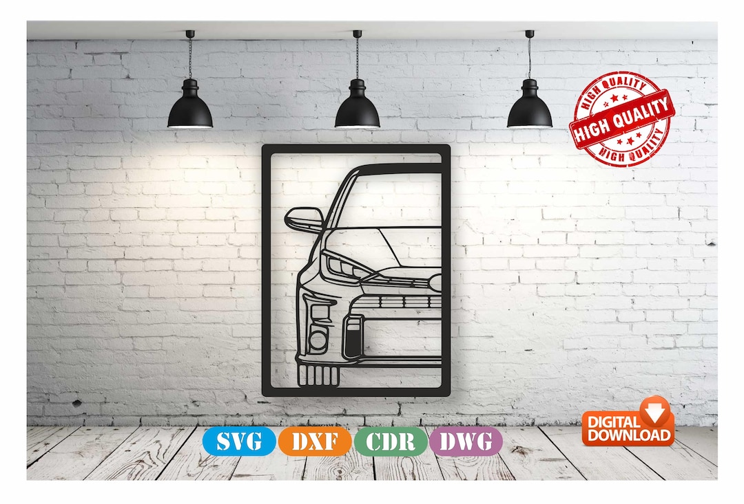 Yaris GR Metal Car Wall Art Decor Vector File for Laser Cutting ...