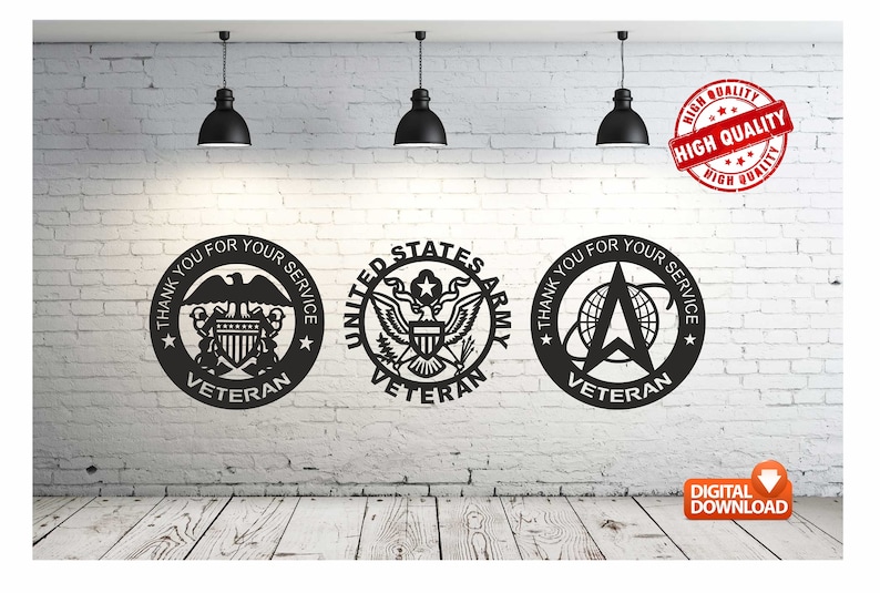 USA Military Veteran Wall Decor Bundle Vector Drawing File for Laser ...