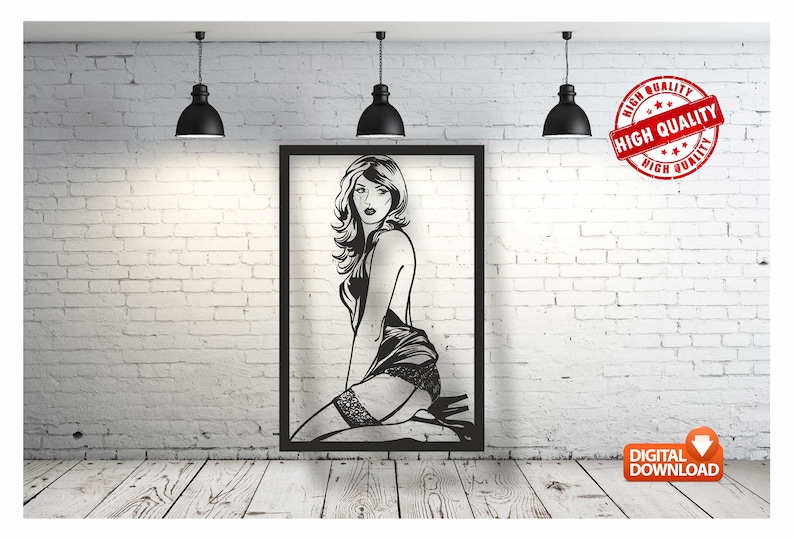 Sexy Woman Wall Art Decor Vector Drawing File For Laser Cutting Plasma Cutting Dxf Dwg Cdr