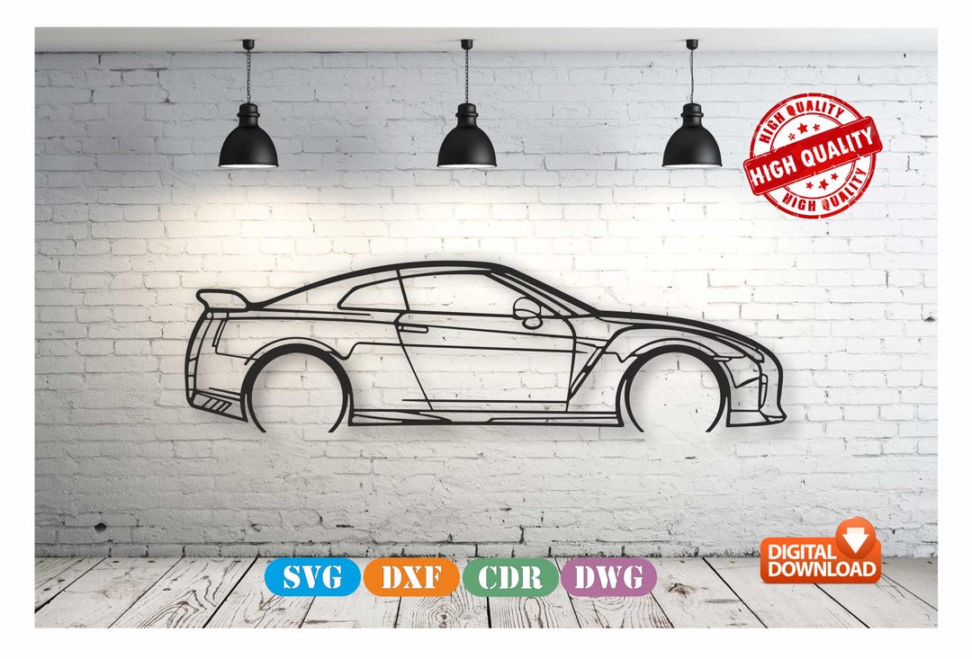 GTR R35 Metal Car Wall Art Decor Vector File for Laser Cutting , Plasma ...