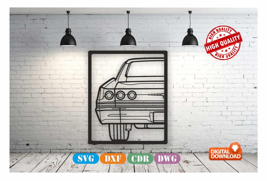Impala Metal Car Wall Art Decor Vector File for Laser Cutting , Plasma ...