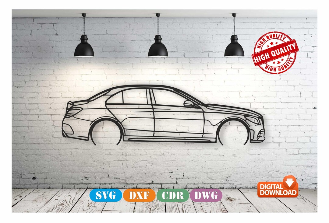 C43 AMG Metal Car Wall Art Decor Vector File for Laser Cutting , Plasma ...